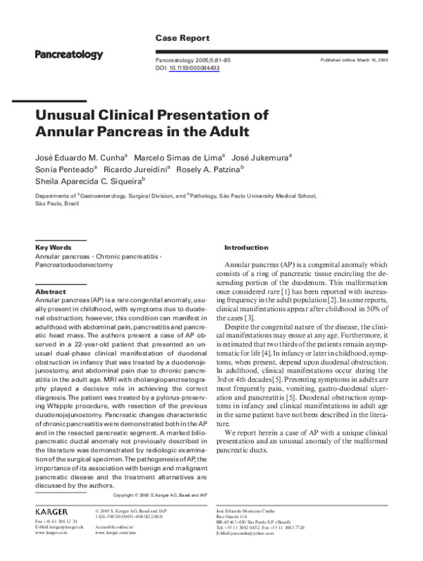 Pdf Unusual Clinical Presentation Of Annular Pancreas In The Adult