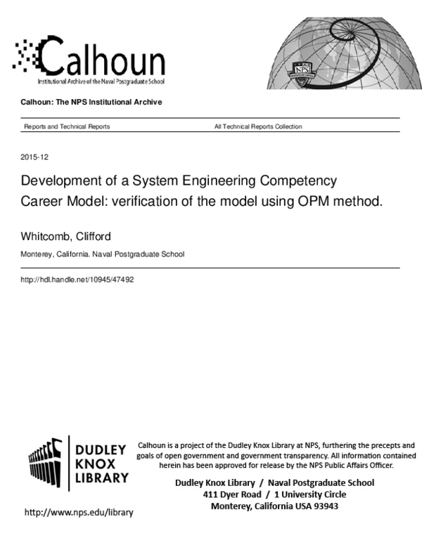 (PDF) Development of a System Engineering Competency Career Model ...