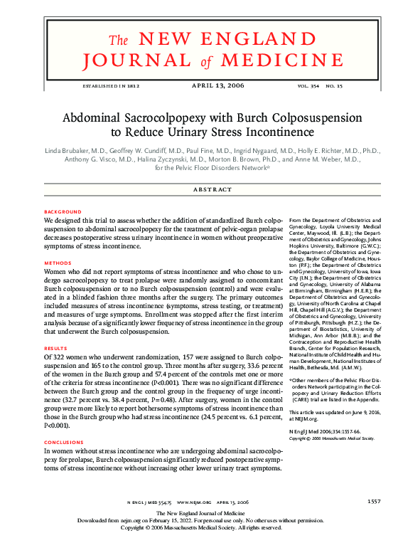 (PDF) Abdominal Sacrocolpopexy with Burch Colposuspension to Reduce ...
