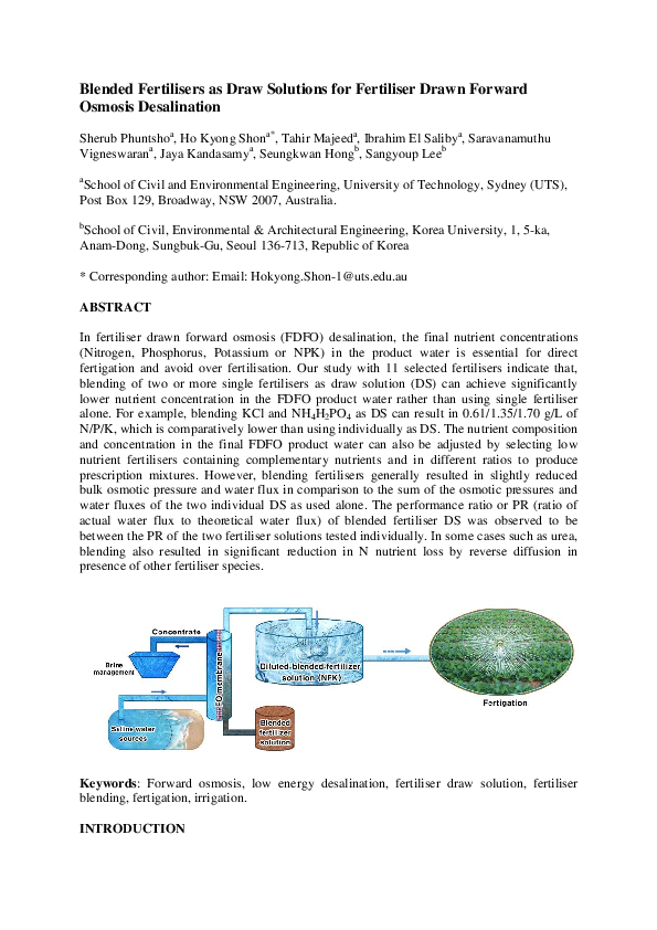 (PDF) Blended Fertilizers as Draw Solutions for Fertilizer-Drawn ...