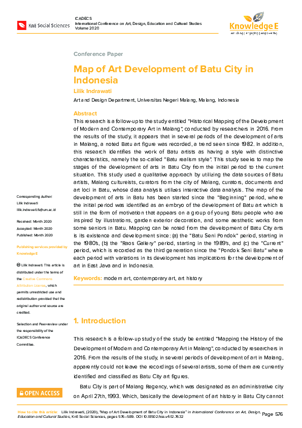 (PDF) Map of Art Development of Batu City in Indonesia