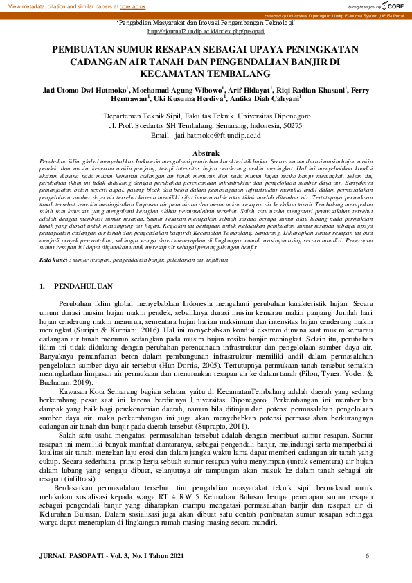 (PDF) Pembuatan Sumur Resapan Sebagai Upaya Peningkatan Cadangan Air ...