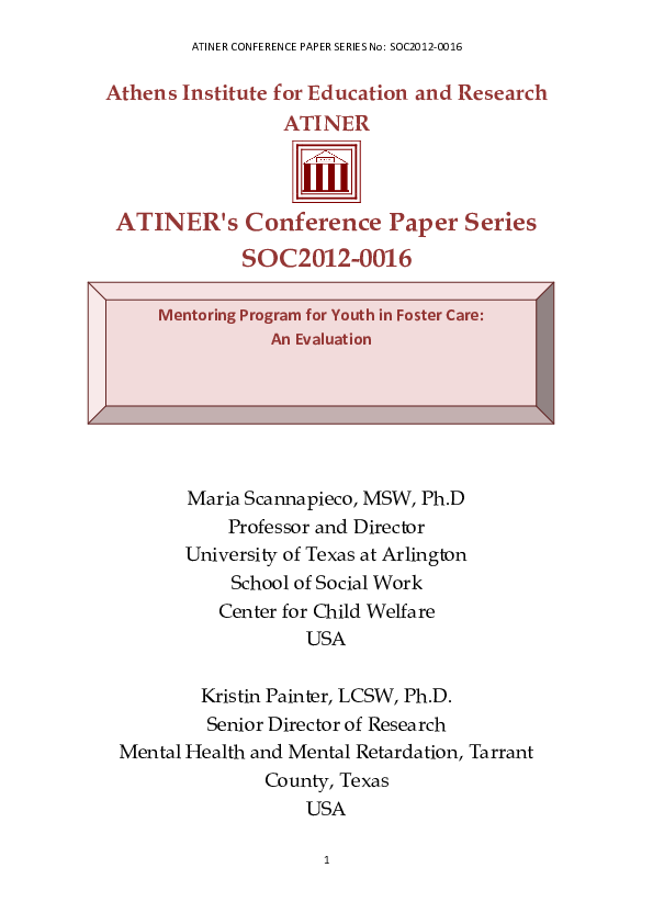 (PDF) ATINER's Conference Paper Series SOC2012-0016