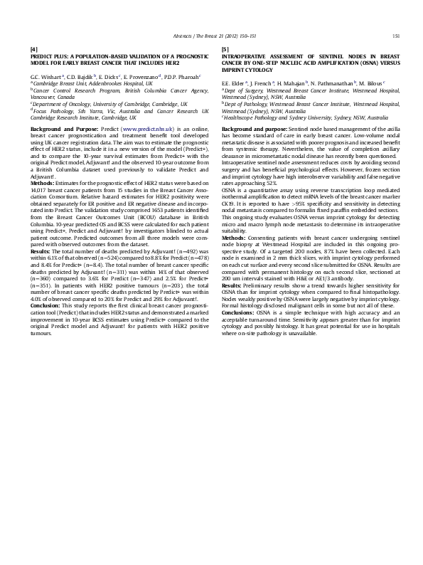 (PDF) Intraoperative assessment of sentinel nodes in breast cancer by ...