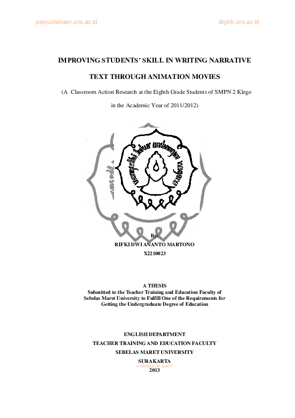 (PDF) Improving Students’ Skill in Writing Narrative Text Through Animation Movies