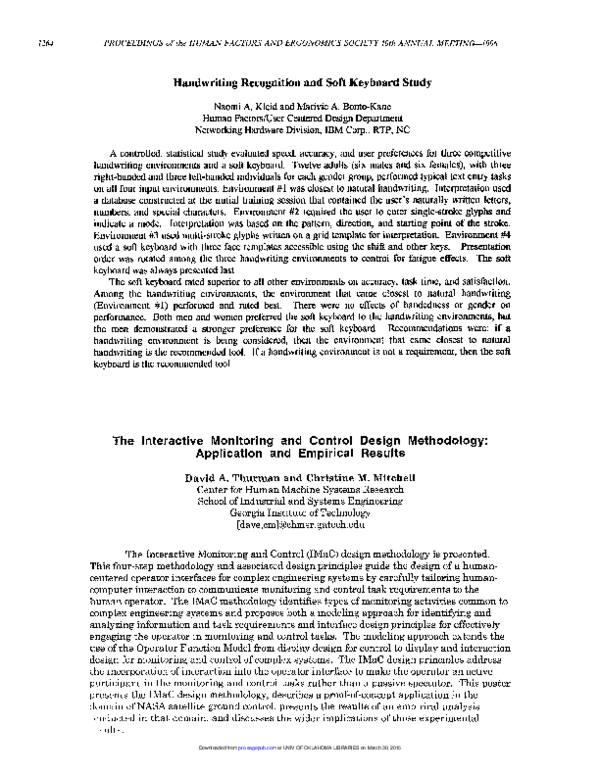 (PDF) Handwriting Recognition and Soft Keyboard Study