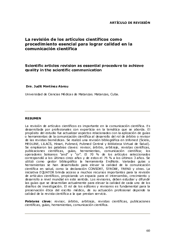(PDF) La revisión de los artículos científicos como procedimiento esencial para lograr calidad ...