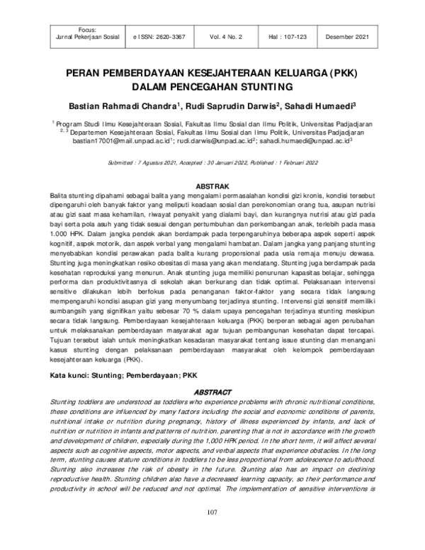 (PDF) Peran Pemberdayaan Kesejahteraan Keluarga (PKK) Dalam Pencegahan Stunting