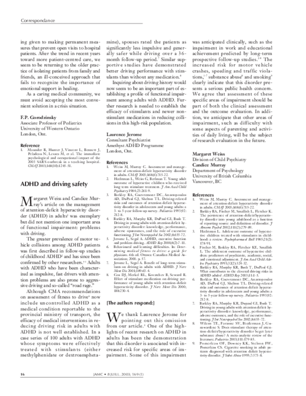(PDF) ADHD and driving safety