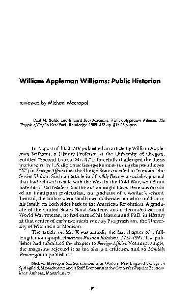 (PDF) William Appleman Williams: Public Historian