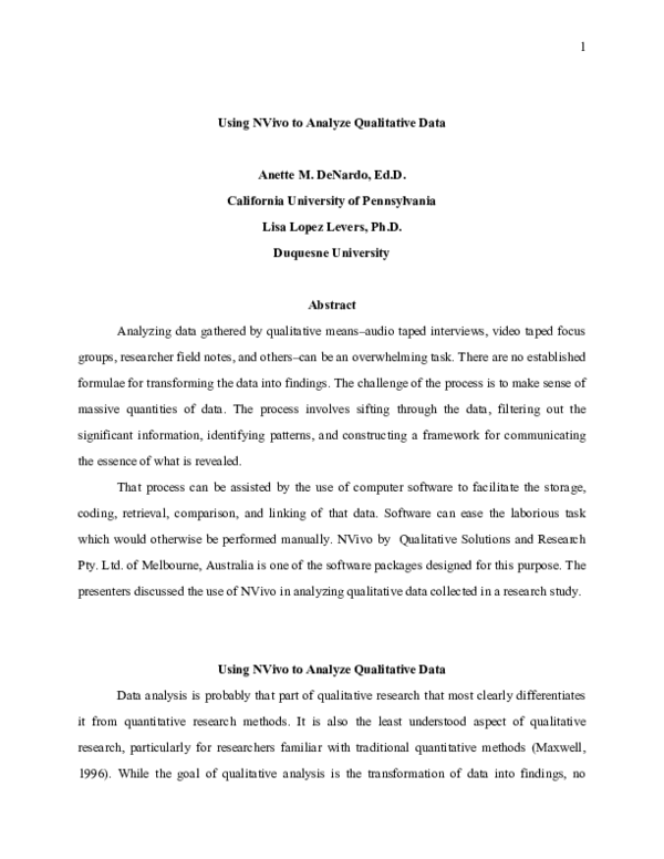 (PDF) Using NVivo to Analyze Qualitative Data