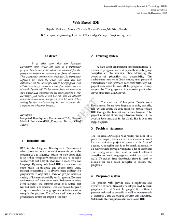 (PDF) Web-Based IDE: Simplifying Development Access