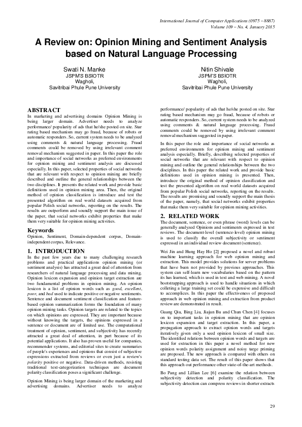 (PDF) A Review On: Opinion Mining and Sentiment Analysis based on ...
