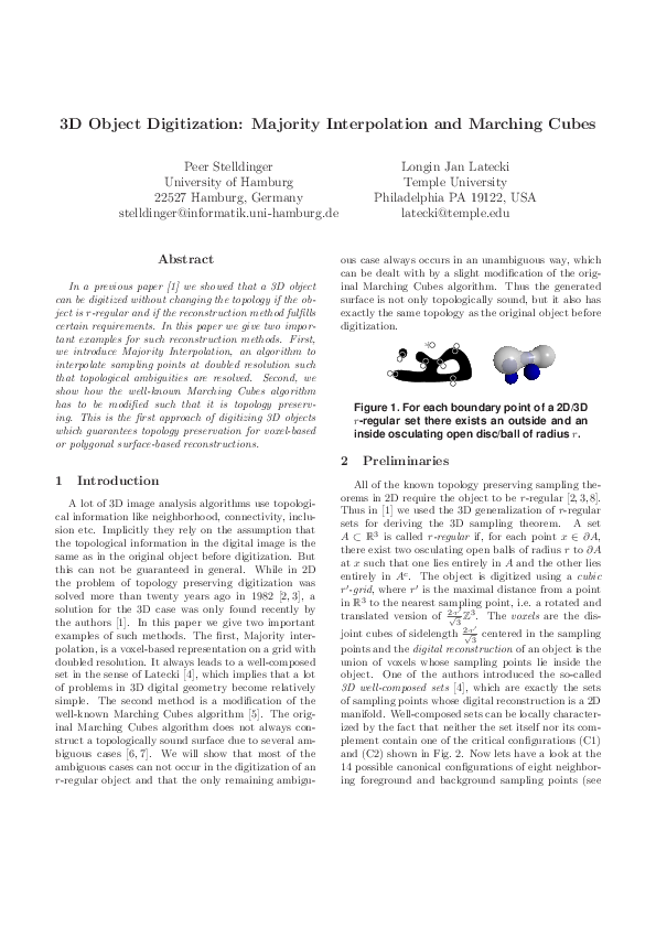 (PDF) 3D Object Digitization: Majority Interpolation and Marching Cubes