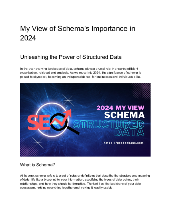 (DOC) My View of Schema's Importance in 2024 Unleashing the Power of ...