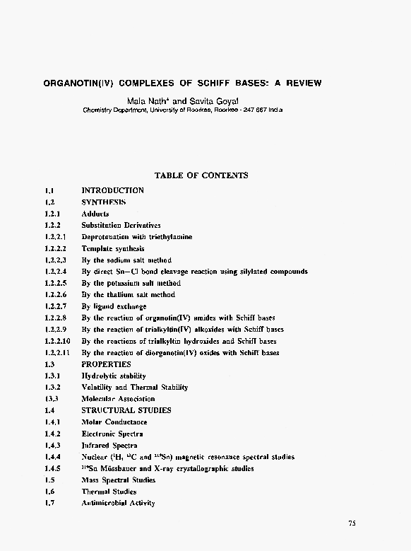 (PDF) Organotin(IV) Complexes of Schiff Bases: A Review
