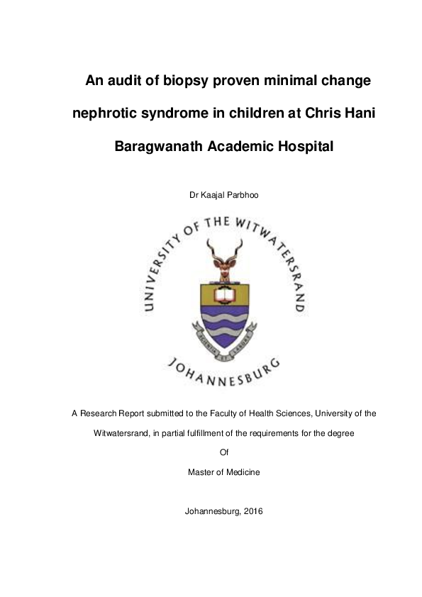 (PDF) An audit of biopsy proven minimal change nephrotic syndrome in children at Chris Hani ...