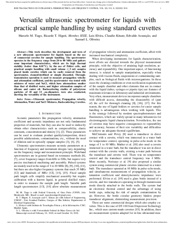 (PDF) Versatile Ultrasonic Spectrometer for Liquids With Practical ...