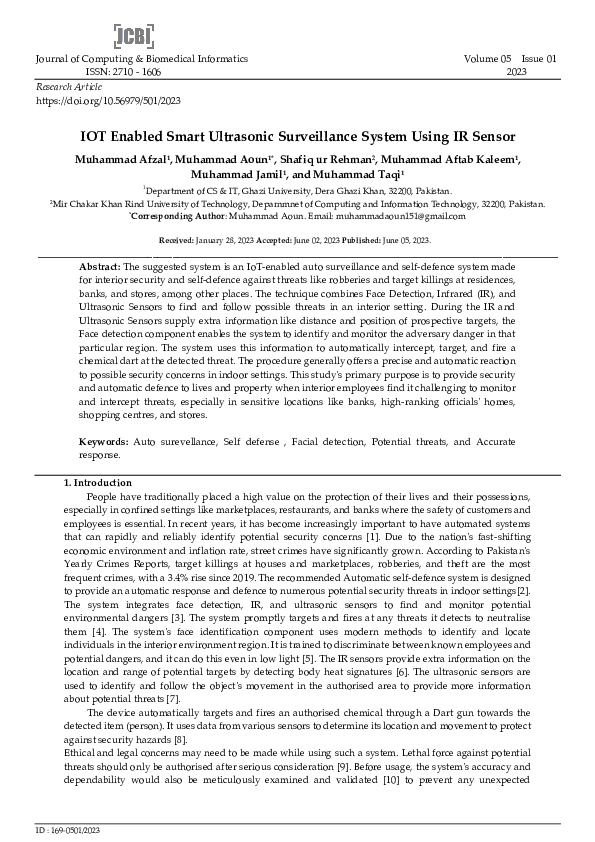 (PDF) IOT Enabled Smart Ultrasonic Surveillance System Using IR Sensor