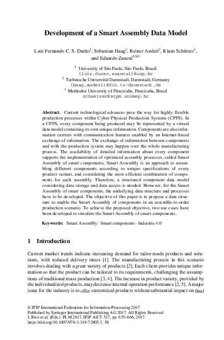 (PDF) Development of a Smart Assembly Data Model