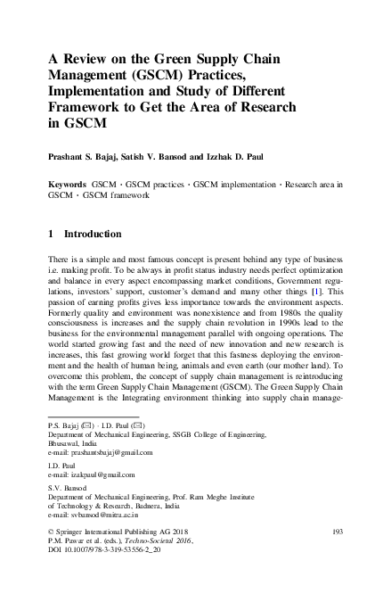 (PDF) A Review on the Green Supply Chain Management (GSCM) Practices ...
