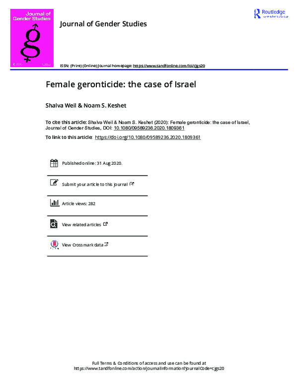 (PDF) Female geronticide: the case of Israel | Noam Keshet - Academia.edu