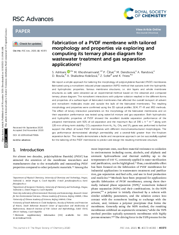 (PDF) Fabrication of a PVDF membrane with tailored morphology and ...