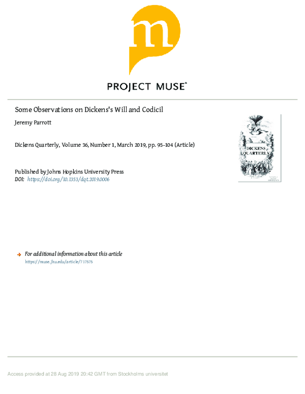 (PDF) Some Observations on Dickens's Will and Codicil