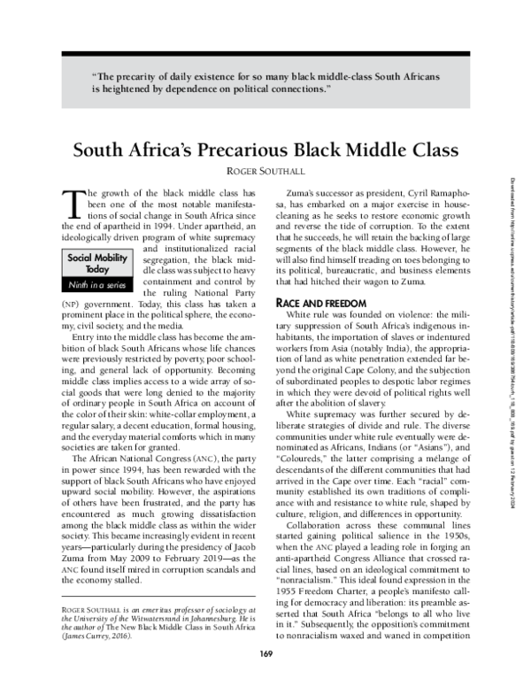 (PDF) South Africa's Precarious Black Middle Class