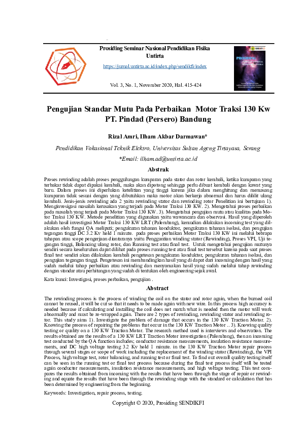 (PDF) Pengujian Standar Mutu Pada Perbaikan Motor Traksi 130 Kw Pt ...