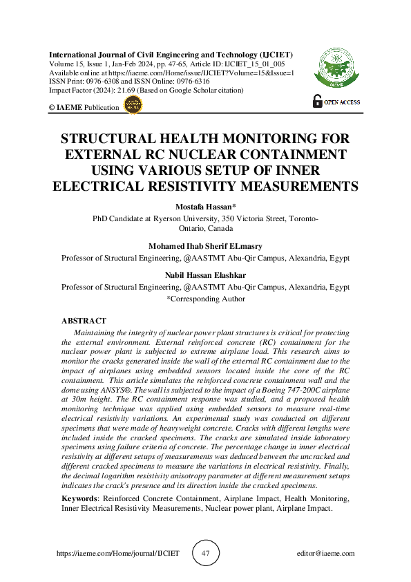 (PDF) STRUCTURAL HEALTH MONITORING FOR EXTERNAL RC NUCLEAR CONTAINMENT USING VARIOUS SETUP OF ...