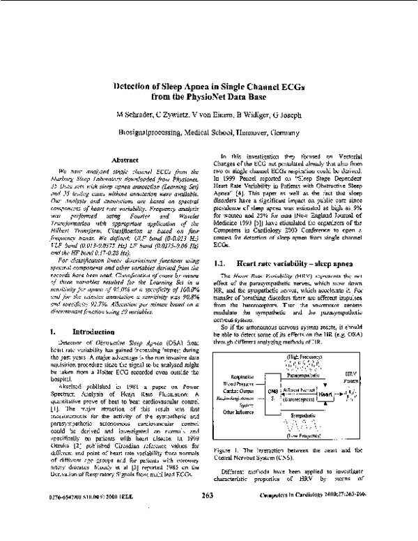 (PDF) Detection of sleep apnea in single channel ECGs from the ...