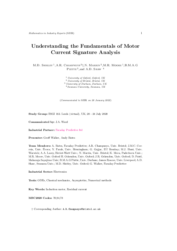 (PDF) Understanding the Fundamentals of Motor Current Signature Analysis