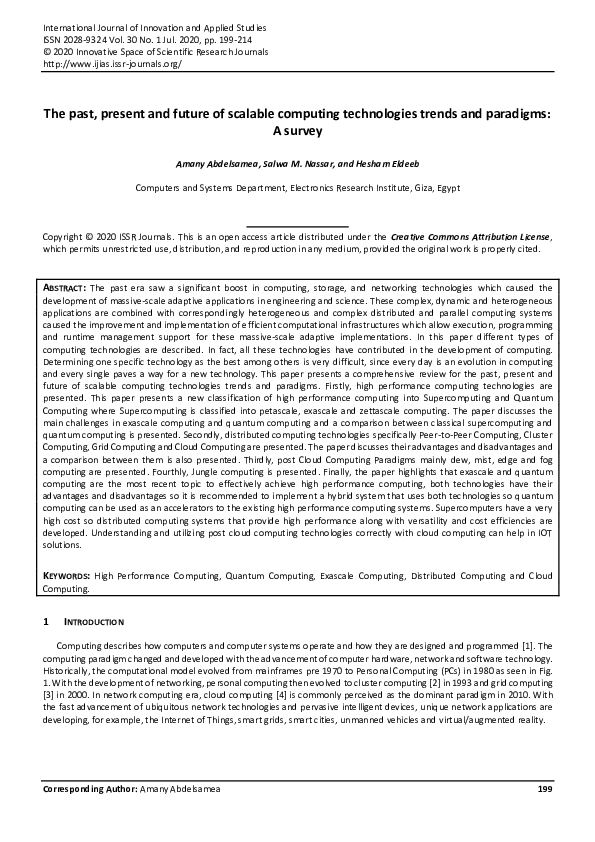 (PDF) The past, present and future of scalable computing technologies ...