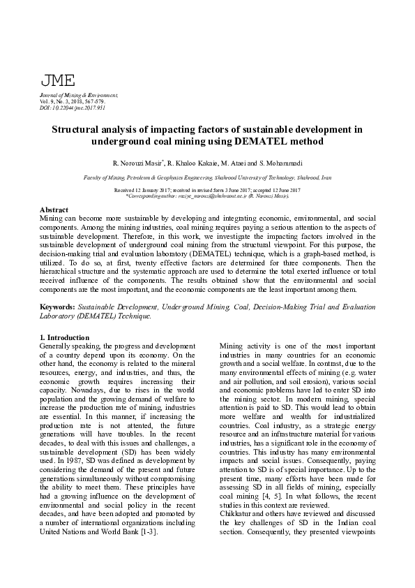 (PDF) Structural analysis of impacting factors of sustainable ...