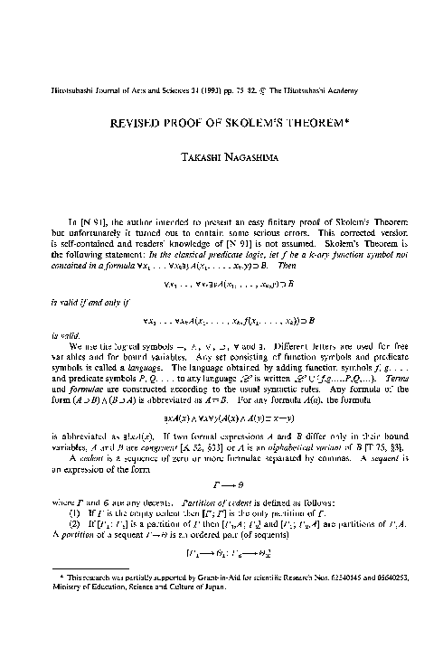 (PDF) Revised Proof of Skolem's Theorem
