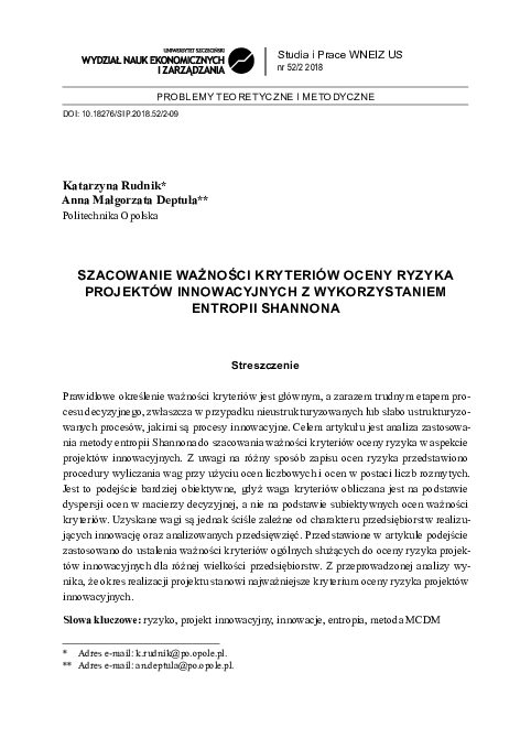 (PDF) Estimation of importance of innovative projects evaluation ...