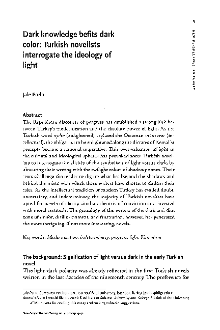 (PDF) Dark knowledge befits dark color: Turkish novelists interrogate ...