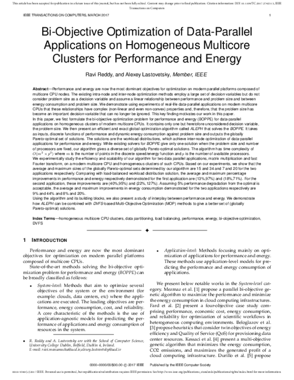 Pdf Bi Objective Optimization Of Data Parallel Applications On Heterogeneous Hpc Platforms For
