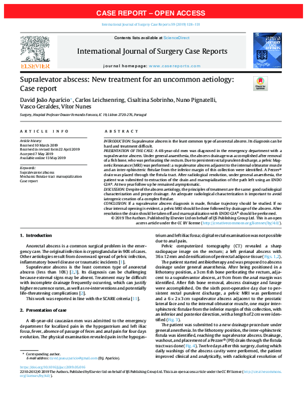 (PDF) Supralevator abscess: New treatment for an uncommon aetiology ...