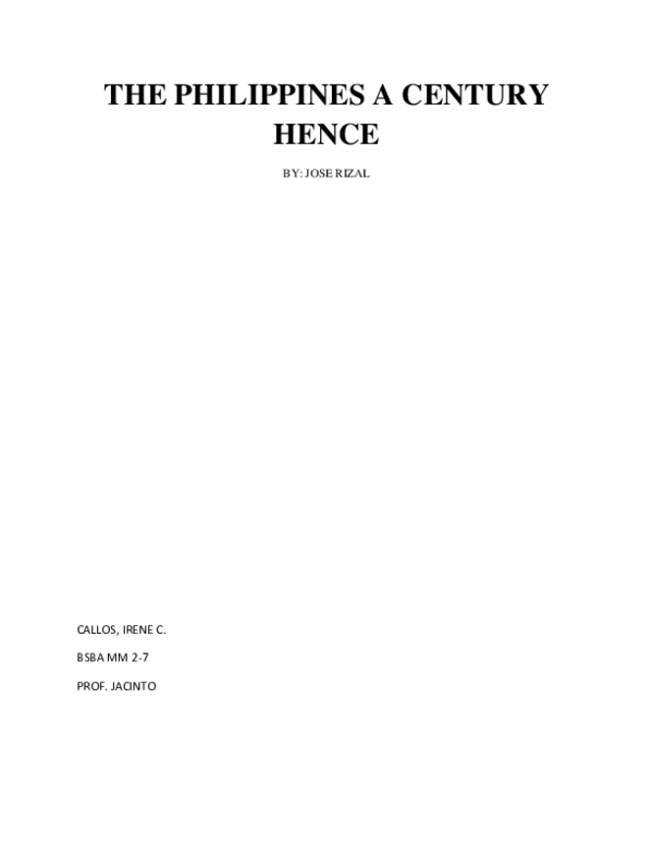 (PDF) The Philippines century a hence
