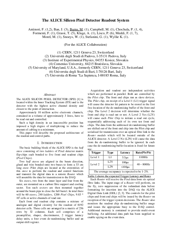(PDF) The ALICE silicon pixel detector readout system
