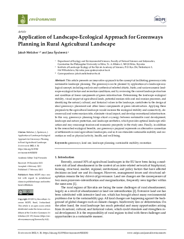 (PDF) Application of Landscape-Ecological Approach for Greenways ...