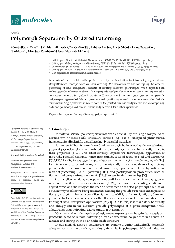(PDF) Polymorph Separation by Ordered Patterning
