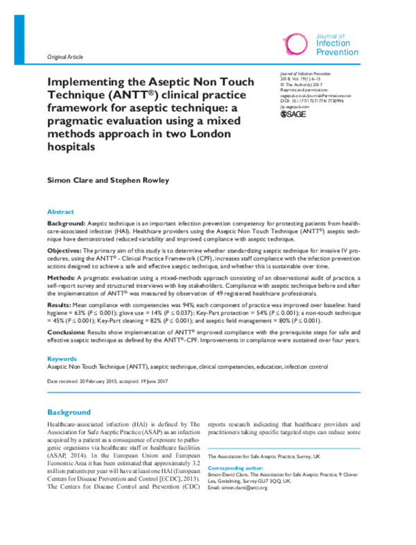 (PDF) Implementing the Aseptic Non Touch Technique (ANTT®) clinical ...
