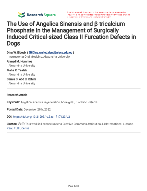 (PDF) The Use of Angelica Sinensis and ß-Tricalcium Phosphate in the ...