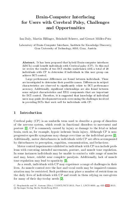 (PDF) Brain-computer interfacing for users with cerebral palsy, challenges and opportunities ...