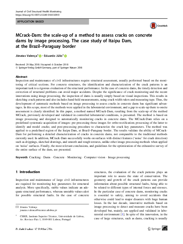 (PDF) MCrack-Dam: the scale-up of a method to assess cracks on concrete ...