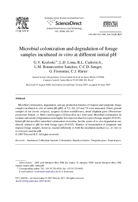 (PDF) Microbial colonization and degradation of forage samples ...