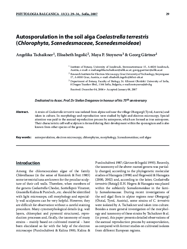 (PDF) Autosporulation in the soil alga Coelastrella terrestris ...